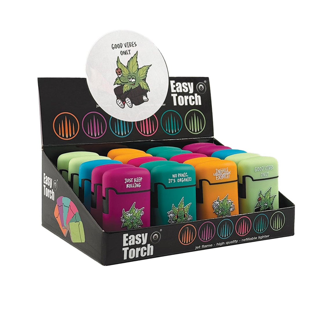 Display V-Fire Easy Torch Lighter Good Vibes Design 20 Pcs – dutchleaf.com