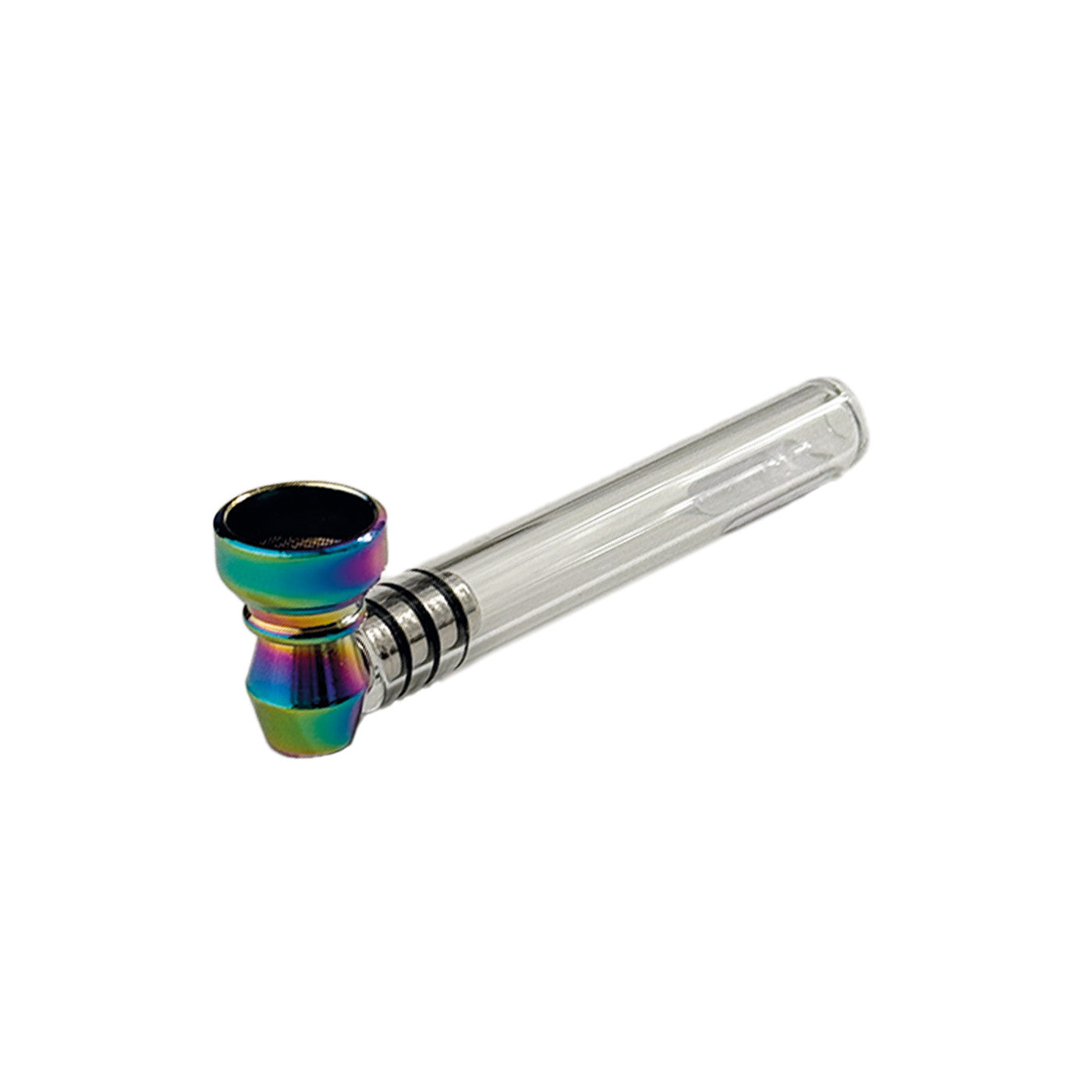 Glass pipe transparent with metal head 9,5cm 24 pcs – dutchleaf.com